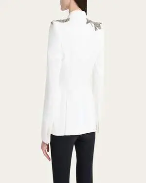 Alexander McQueen Crystal Embellished Single-breasted Blazer