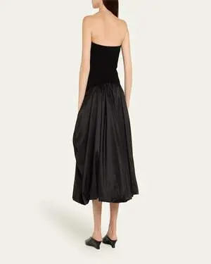 Simkhai Izzy Strapless Midi Bubble Dress - Black