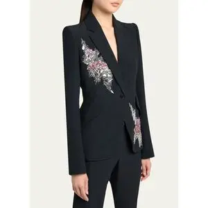 Alexander McQueen Crystal Embroidered Single-breasted Blazer