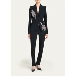 Alexander McQueen Crystal Embroidered Single-breasted Blazer