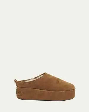 Balenciaga Alaska Suede Faux Shearling Mules - Camel