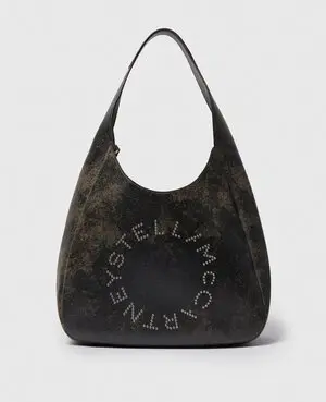 Stella McCartney Logo Slouchy Aged Large Hobo Bag - Mud