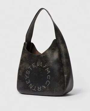 Stella McCartney Logo Slouchy Aged Large Hobo Bag - Mud