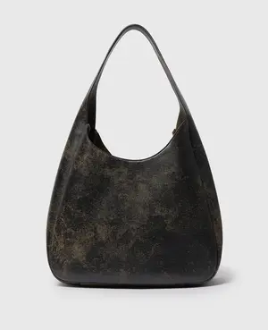 Stella McCartney Logo Slouchy Aged Large Hobo Bag - Mud