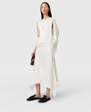 Stella McCartney Curved Hem Satin Midi Skirt