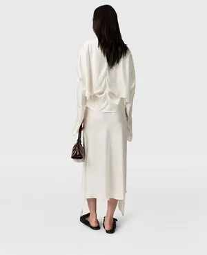 Stella McCartney Curved Hem Satin Midi Skirt