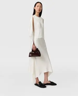 Stella McCartney Curved Hem Satin Midi Skirt