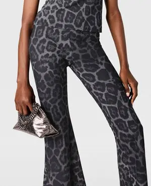 Stella McCartney Leopard-print Flared Pants - Ash Grey