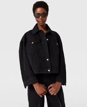 Stella McCartney Lace-insert Paneled Denim Jacket - Black
