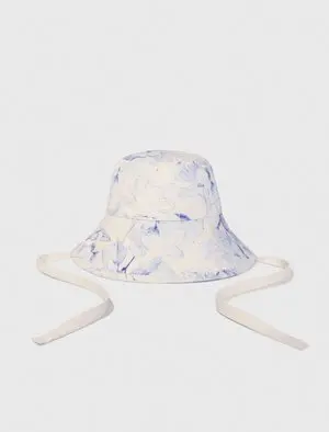 Maje Cotton Bucket Hat - White/blue