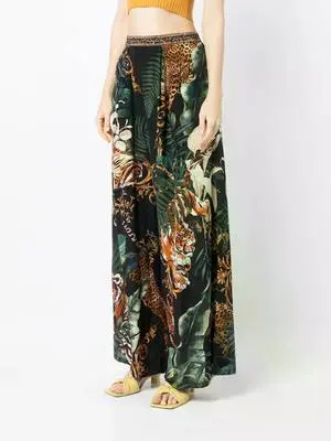 Camilla Mix-print Wide-leg Silk Trousers