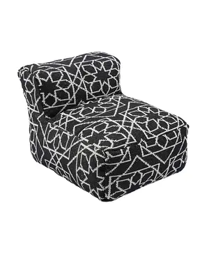 TOV FURNITURE Chiara Outdoor Accent Pouf - Black And White