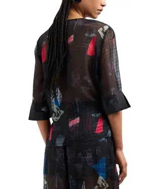 Emporio Armani Printed Silk-blend Top