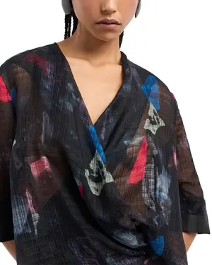 Emporio Armani Printed Silk-blend Top