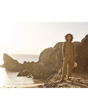 Whistles Abby Linen Casual Jacket - Olive