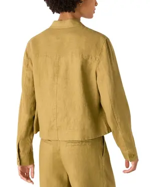 Whistles Abby Linen Casual Jacket - Olive