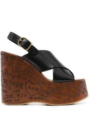 Chloé Maxime Wedge Sandals - Black