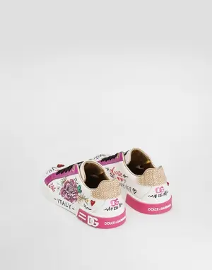 Dolce & Gabbana Dauphine Calfskin And Straw Sneakers - Multicolor