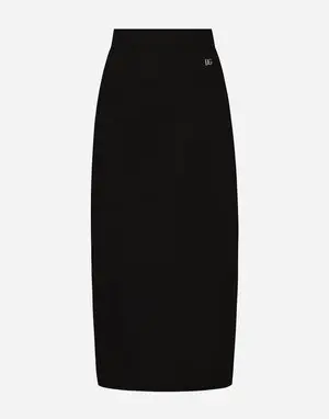 Dolce & Gabbana Stretch Viscose Knit Pencil Skirt With Dg Logo - Black