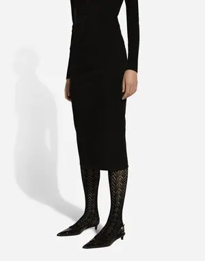 Dolce & Gabbana Stretch Viscose Knit Pencil Skirt With Dg Logo - Black