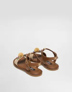Dolce & Gabbana Raffia And Nappa Sandal