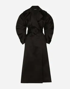 Dolce & Gabbana Silk Duchesse Trench Coat With Gathered Sleeves