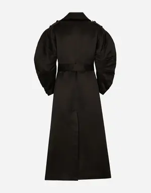Dolce & Gabbana Silk Duchesse Trench Coat With Gathered Sleeves