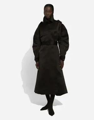 Dolce & Gabbana Silk Duchesse Trench Coat With Gathered Sleeves