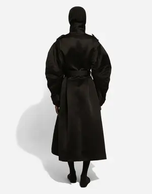 Dolce & Gabbana Silk Duchesse Trench Coat With Gathered Sleeves