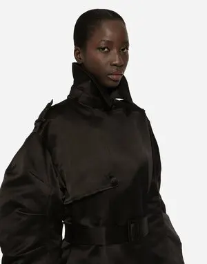 Dolce & Gabbana Silk Duchesse Trench Coat With Gathered Sleeves