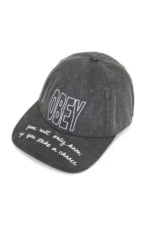 Obey Chance 6 Panel Cap With Velcro Back - Black