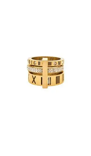 MAZIN JEWELS Roman Numeral Stacked Rings - Gold