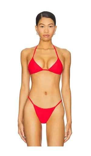CAMILA COELHO Yarah Halterneck Bikini Top - Red