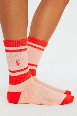 Free People FP Movement Spring Break Prep Crew Socks Light Papaya/flame