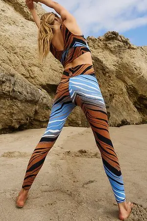 Free People Never Better 7/8 Length Printed Leggings - Explore The Wild Camel Combo
