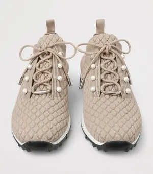 JIMMY CHOO Veles Knitted Sneakers - Beige