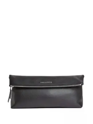 Dsquared2 Pebbled Leather Messenger Bag - Black
