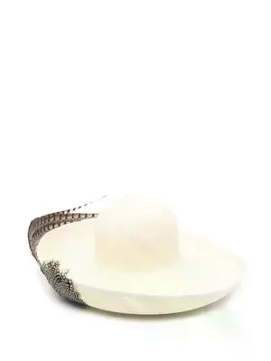 Valentino Garavani Feather-embellished Hat - Neutrals