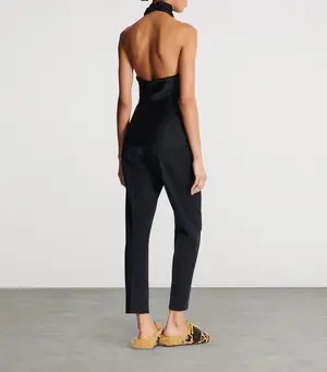 Balmain Silk Crepe Halterneck Top - Black