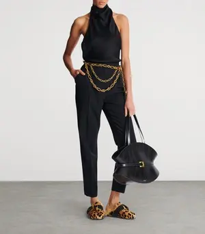 Balmain Silk Crepe Halterneck Top - Black