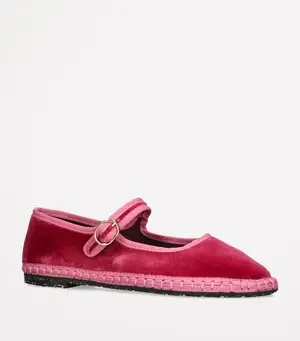 FLABELUS Velvet Frances Mary Janes - Pink