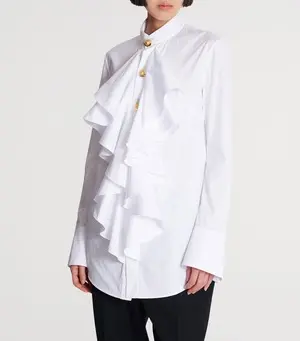 Balmain Cotton Poplin Ruffled Shirt