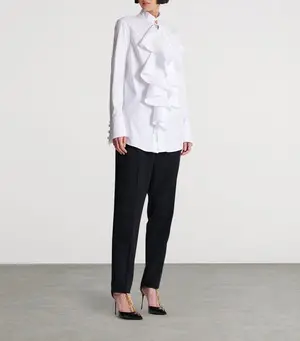 Balmain Cotton Poplin Ruffled Shirt