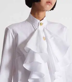 Balmain Cotton Poplin Ruffled Shirt