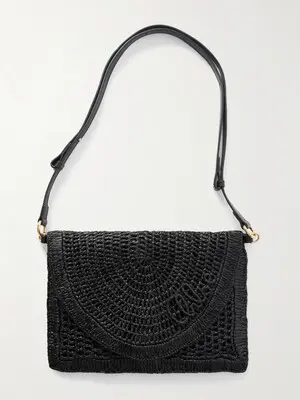 Chloé Leather-trimmed Raffia Shoulder Bag