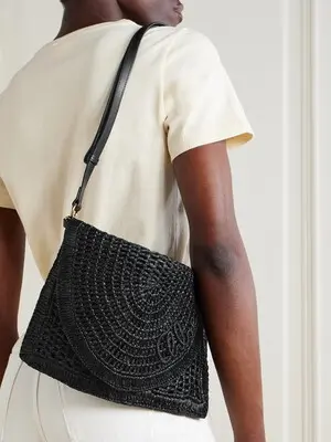 Chloé Leather-trimmed Raffia Shoulder Bag
