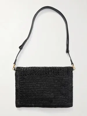 Chloé Leather-trimmed Raffia Shoulder Bag