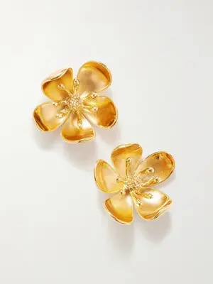 Oscar De La Renta Cherry Blossom Earrings - Gold