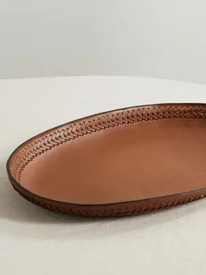 HUNTING SEASON Oval Whipstitched Leather Tray