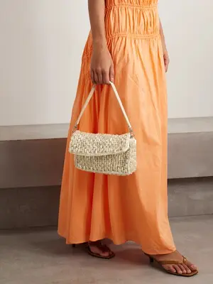 Staud Embellished Raffia Shoulder Bag - Neutrals